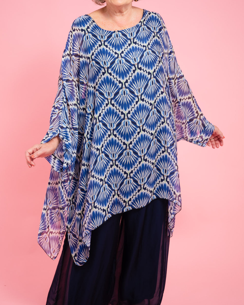 Isla Crane Silk Top | Blue – DonnaDonna.com.au