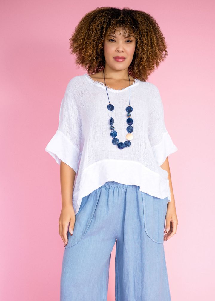 Pisa Linen Knit Top | White – DonnaDonna.com.au